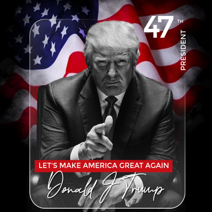 Black Modern & Minimal Donald Trump Instagram Post Template | PosterMyWall