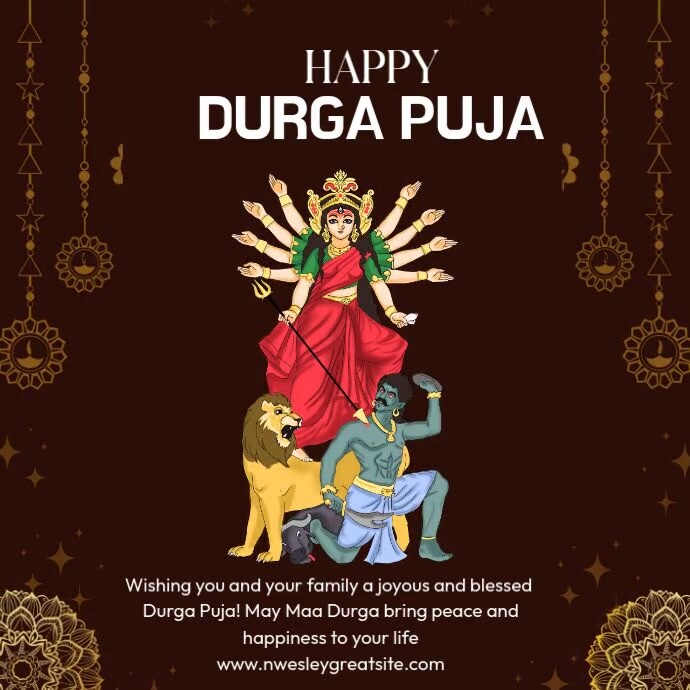 Black Modern & Minimal Durga Puja Square (1:1) Template | PosterMyWall