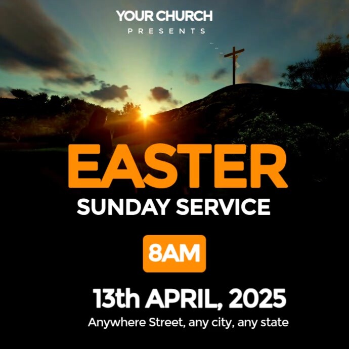 Black Modern & Minimal Easter Service Announcement Instagram Post ...