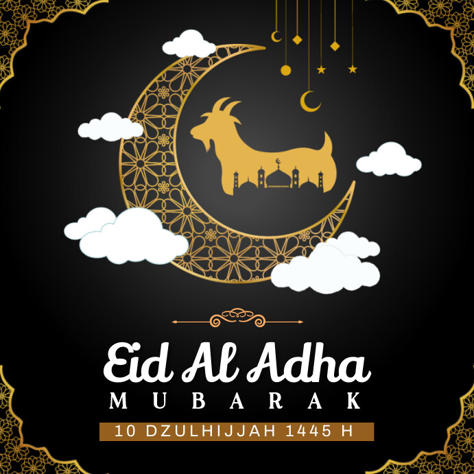 Black Modern & Minimal Eid Al Adha Pos Instag Template | PosterMyWall
