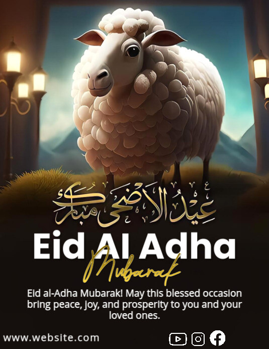 Copy of Black Modern & Minimal Elegant Eid Al Adha Mubarak Flyer With ...