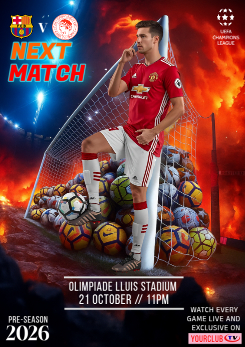 Black Modern & Minimal Football Match Day Schedule A4 Template ...