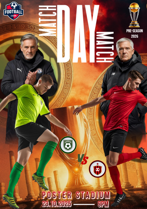 Black Modern & Minimal Football Match Day Schedule Social Media A4 ...