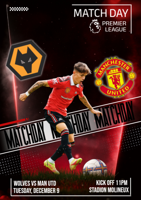 Black Modern & Minimal Football Match Day Schedule A4 Template ...