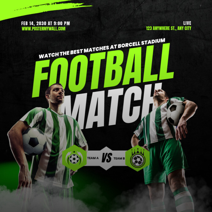 Copy of Black Modern & Minimal Football Match Instagram Post | PosterMyWall