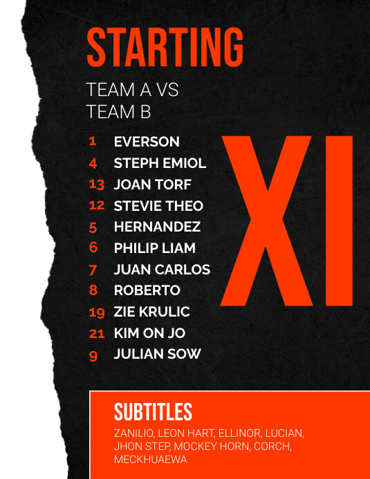 Black Modern & Minimal Football Starting Line Template | PosterMyWall