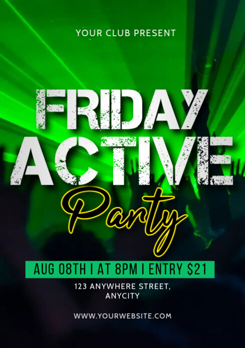 Copy of Black Modern & Minimal Friday Active Party A1 | PosterMyWall