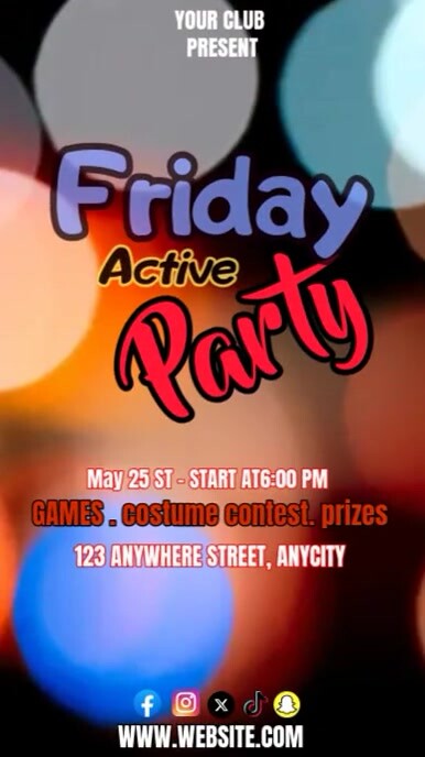 Plantilla de Black Modern & Minimal Friday Active Party Instagram Story ...