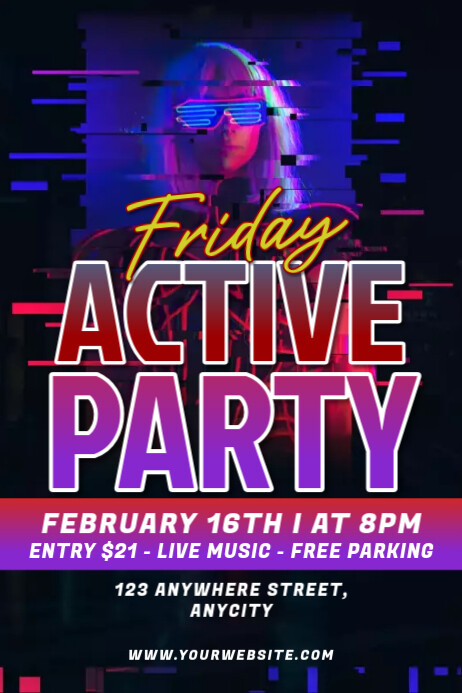 Plantilla de Black Modern & Minimal Friday Active Party Poster ...