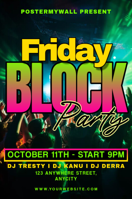 Copy of Black Modern & Minimal Friday Block Party Poster | PosterMyWall