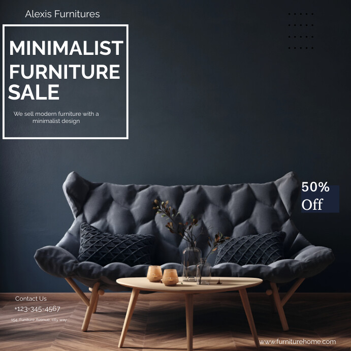 Black Modern & Minimal Furniture Retail Inst Template | PosterMyWall