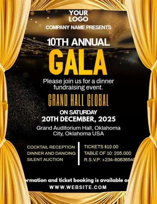 Black Modern & Minimal Gala Night Flyer Flyer (us Letter) Template ...