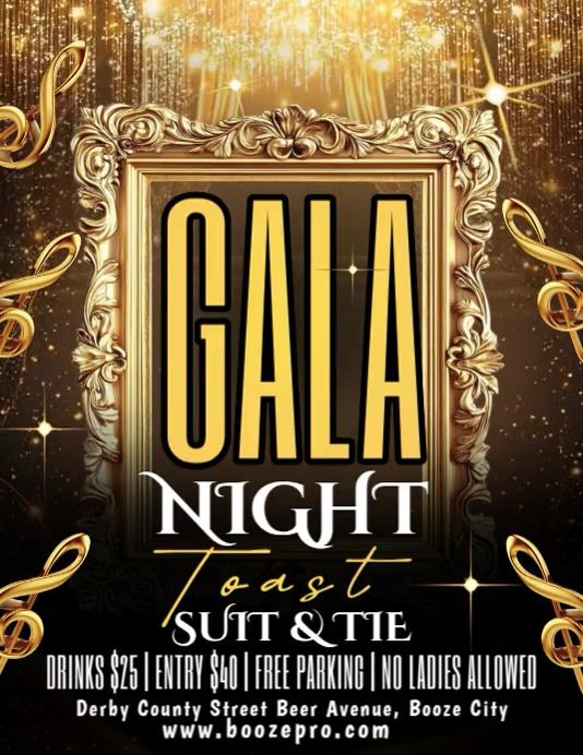Black Modern & Minimal Gala Night Flyer Flyer (us Letter) Template ...