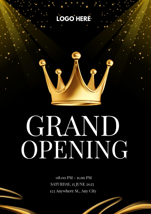 Copy of Black Modern & Minimal Gold Opening Templates | PosterMyWall