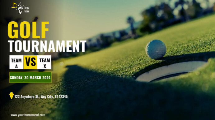 Black Modern & Minimal Golf Tournament Digital Display (16:9) Template ...