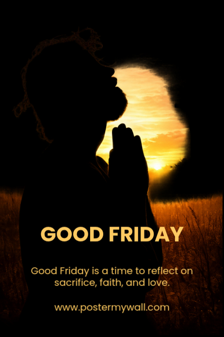 Black Modern & Minimal Good Friday Poster Template | PosterMyWall