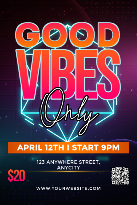 Black Modern & Minimal Good Vibes Only Poster Template | PosterMyWall