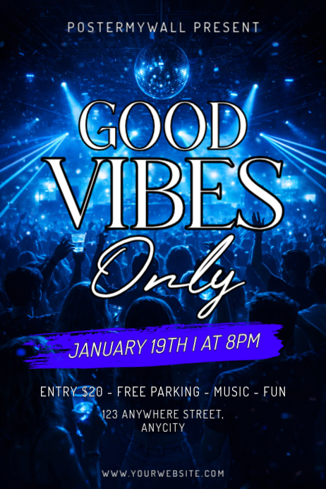 Black Modern & Minimal Good Vibes Only Poster Template | PosterMyWall