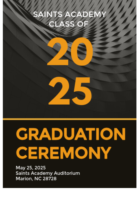 Black Modern & Minimal Grad Ceremony A5 Template | PosterMyWall