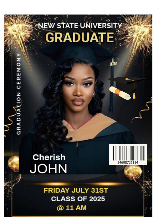 Copy of Black Modern & Minimal Graduation Ceremony A4 | PosterMyWall
