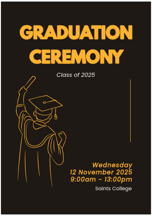 Black Modern & Minimal Graduation Ceremony Design Template A4 ...