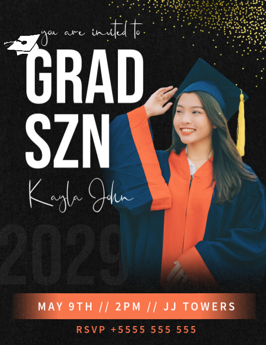 Copy of Black Modern & Minimal Graduation Flyer (us Letter) | PosterMyWall