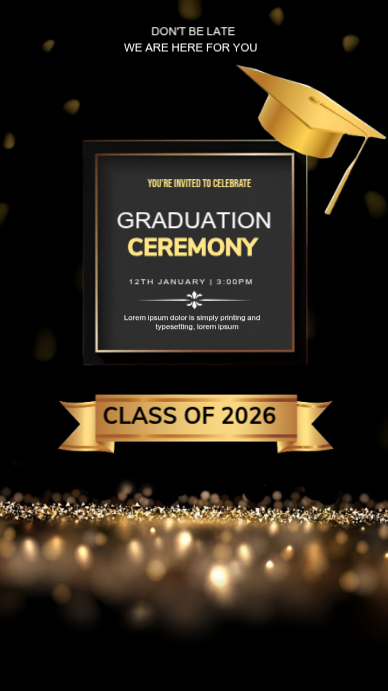 Black Modern & Minimal Graduation Invitation Flyer Instagram Story ...
