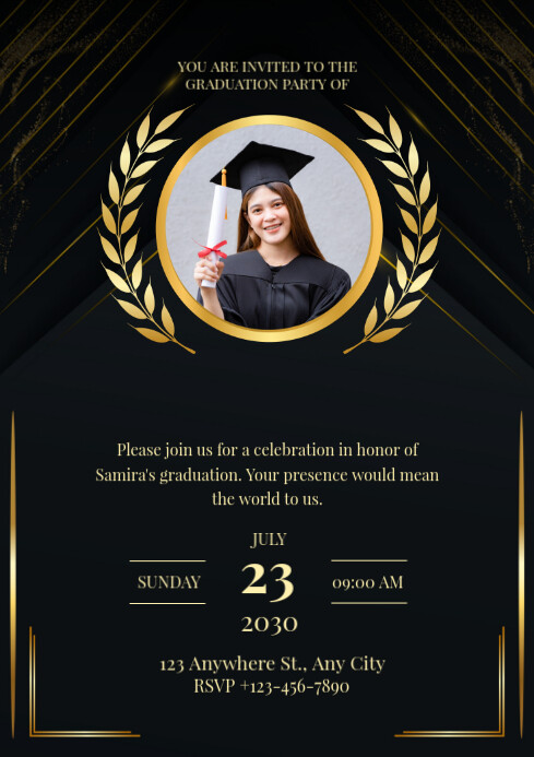 Copy of Black Modern & Minimal Graduation Party Invitation A4 ...