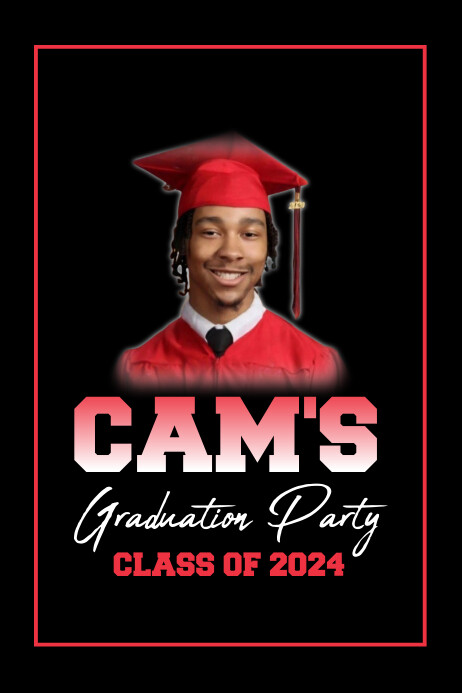 Black Modern & Minimal Graduation Party Poste Template | PosterMyWall