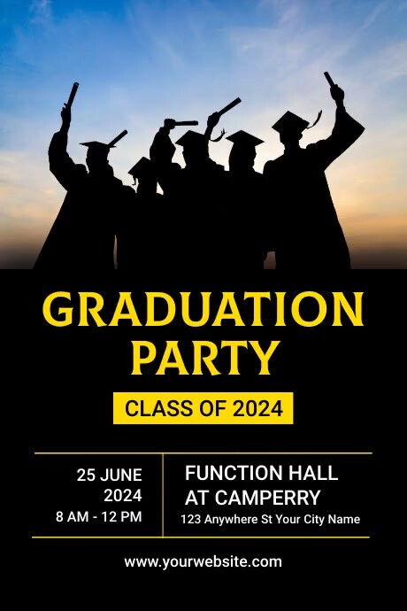 Black Modern & Minimal Graduation Party Poste Template | PosterMyWall