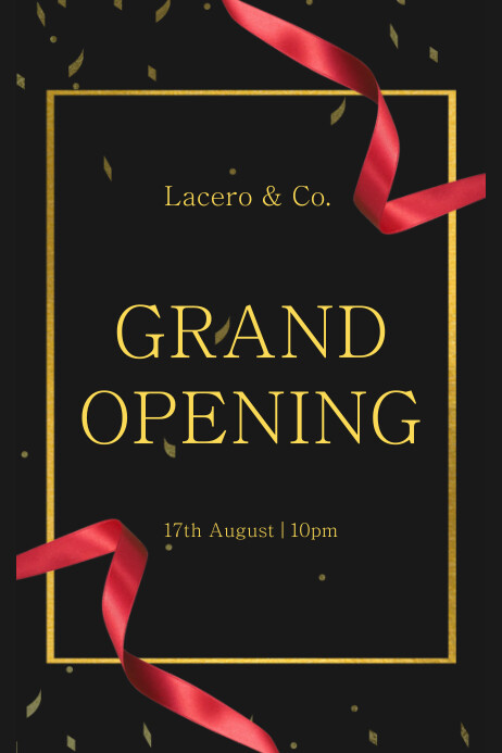 Black Modern & Minimal Grand Opening Poster Template | PosterMyWall