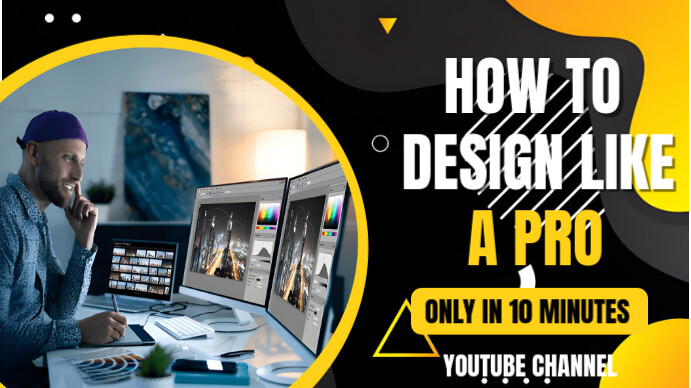 Black Modern & Minimal Graphic Design Youtube Thumbnail Template ...