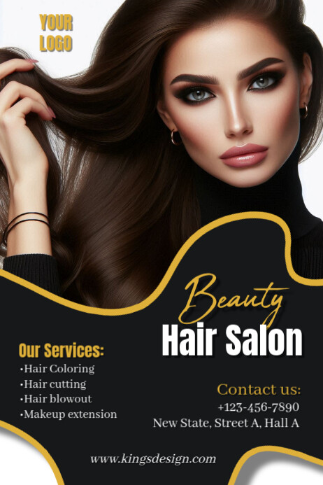Copy of Black Modern & Minimal Hair Saloon Poster | PosterMyWall