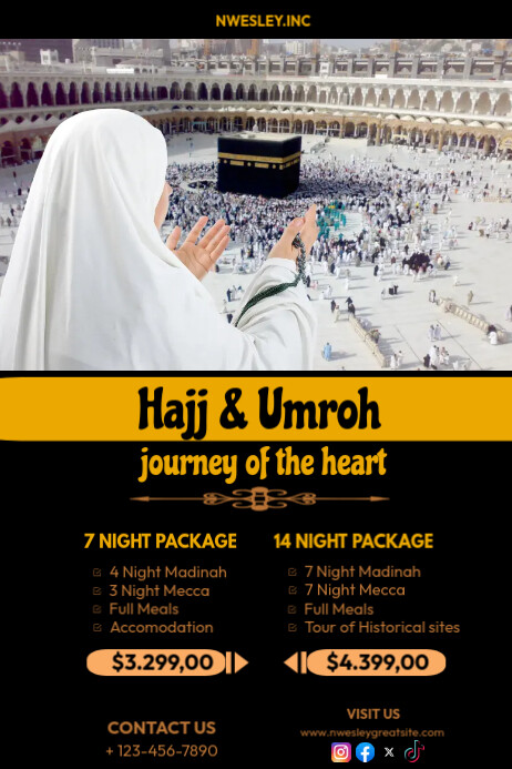 Black Modern & Minimal Hajj And Umrah Poster Template | PosterMyWall