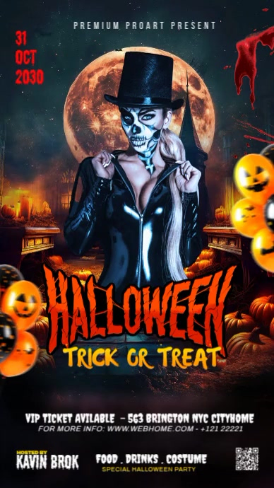Black Modern & Minimal Halloween Trick Or Treat Party Instagram Story ...