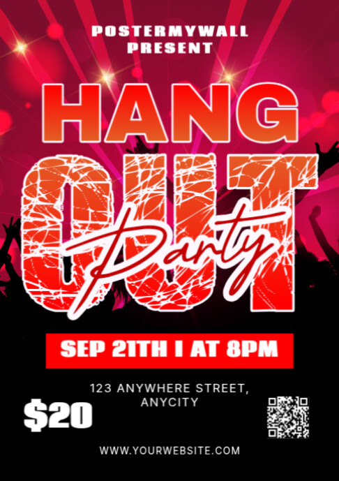 Black Modern & Minimal Hangout Party A2 Template | PosterMyWall