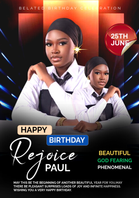 Modèle Black Modern & Minimal Happy Birthday A4 | PosterMyWall
