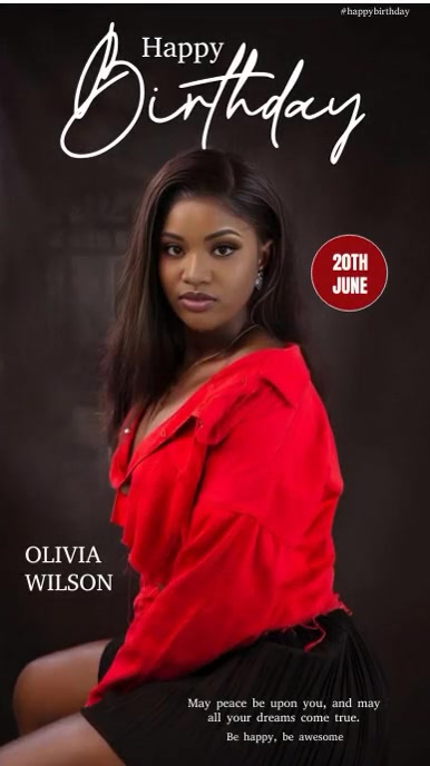 Plantilla de Black Modern & Minimal Happy Birthday Templat | PosterMyWall