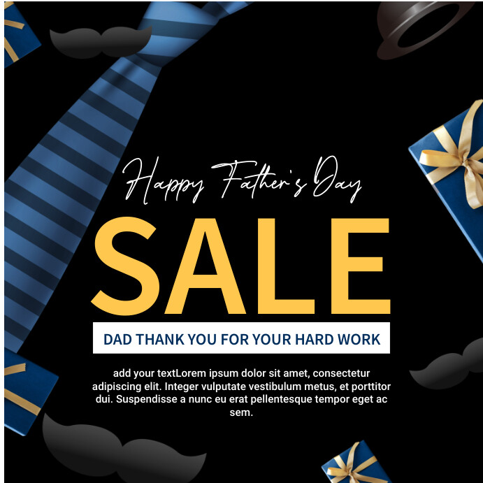 Black Modern & Minimal Happy Father's Day Sal Template | PosterMyWall