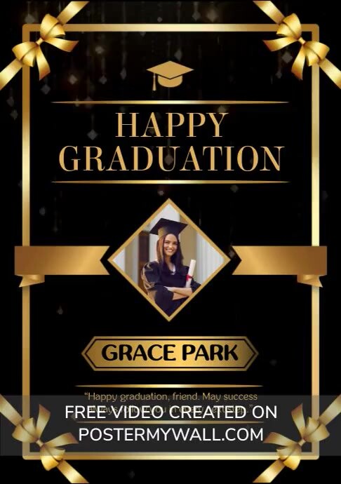 Black Modern & Minimal Happy Graduation Template | PosterMyWall
