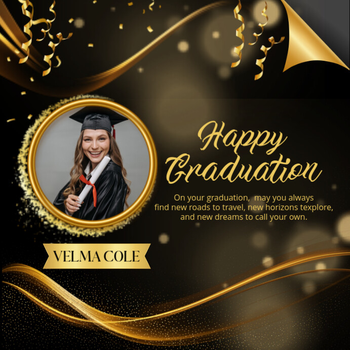 Black Modern & Minimal Happy Graduation Instagram Post Template ...
