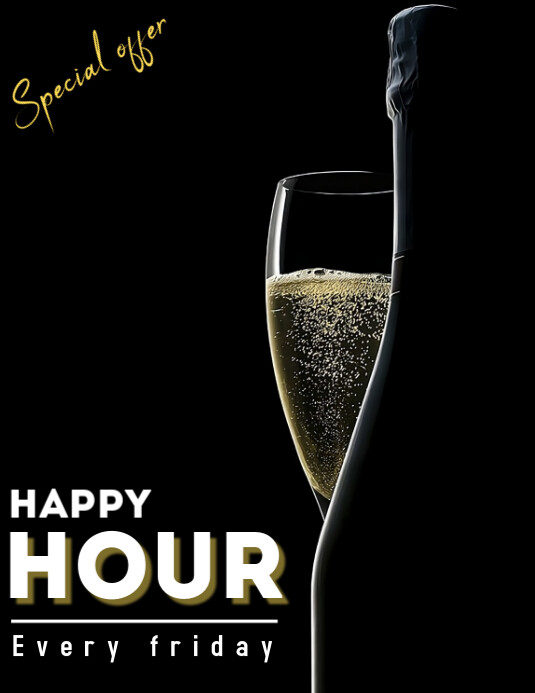Black Modern & Minimal Happy Hour Flyer (us Letter) Template | PosterMyWall