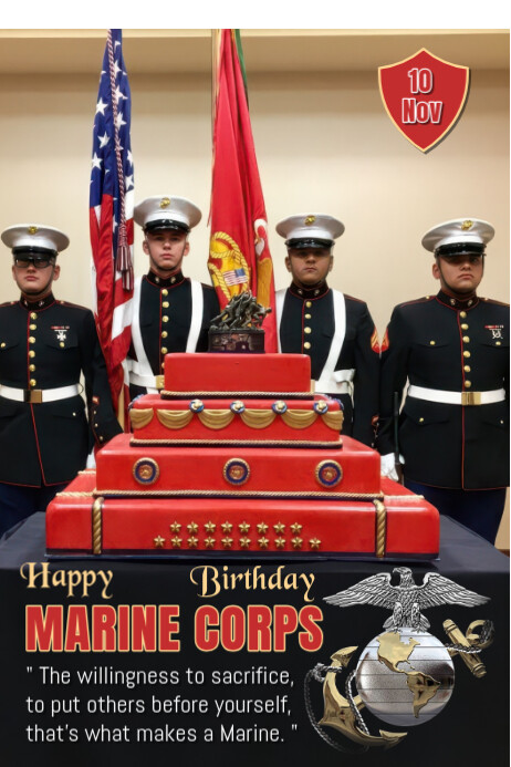 Copy of Black Modern & Minimal Happy Marine Corps Birthday Poster ...