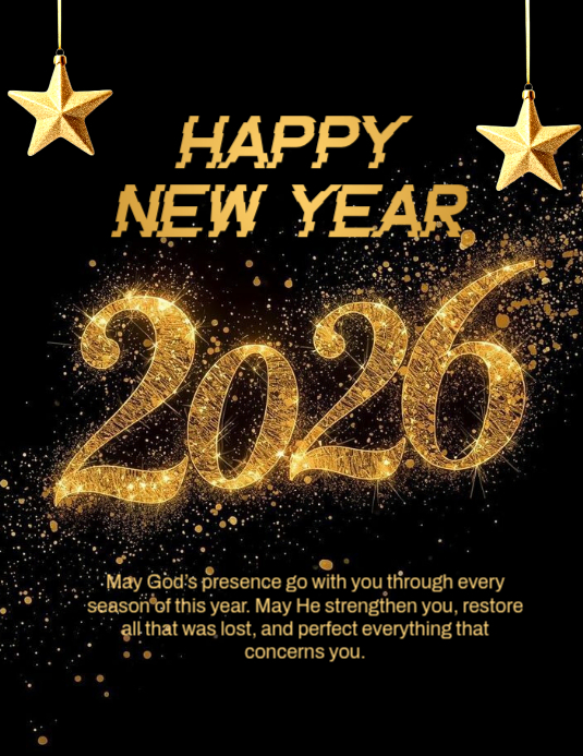 Plantilla de Black Modern & Minimal Happy New Year 2026 Template Flyer ...