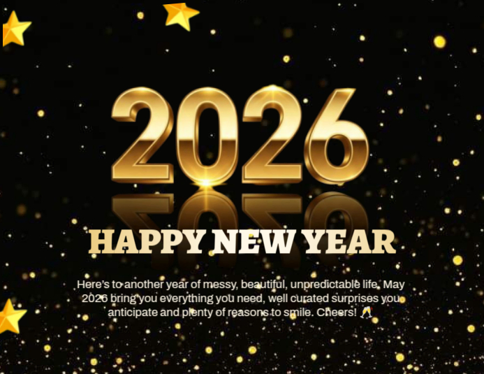 Black Modern & Minimal Happy New Year 2026 Template Flyer (us Letter ...