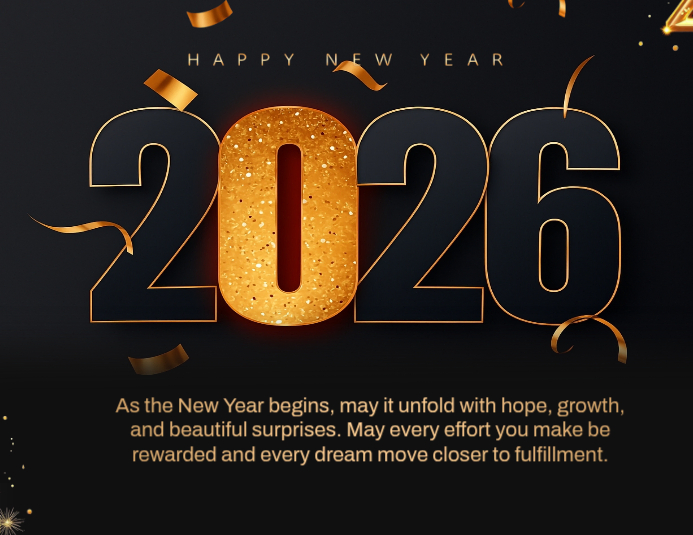 Black Modern & Minimal Happy New Year 2026 Template Flyer (us Letter ...