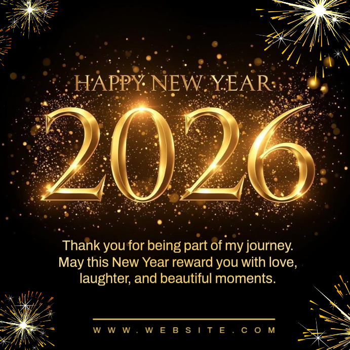 Black Modern & Minimal Happy New Year 2026 Template Design Instagram ...
