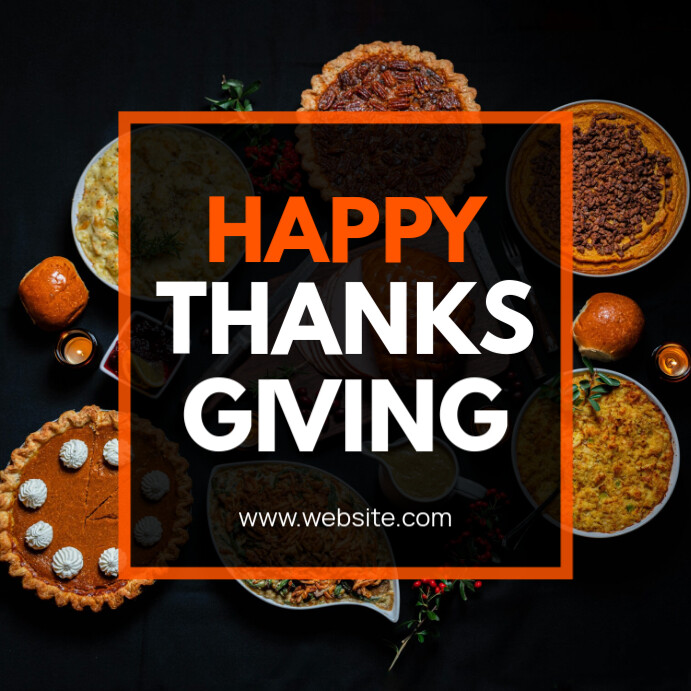 Black Modern & Minimal Happy Thanksgiving Instagram Post Template ...