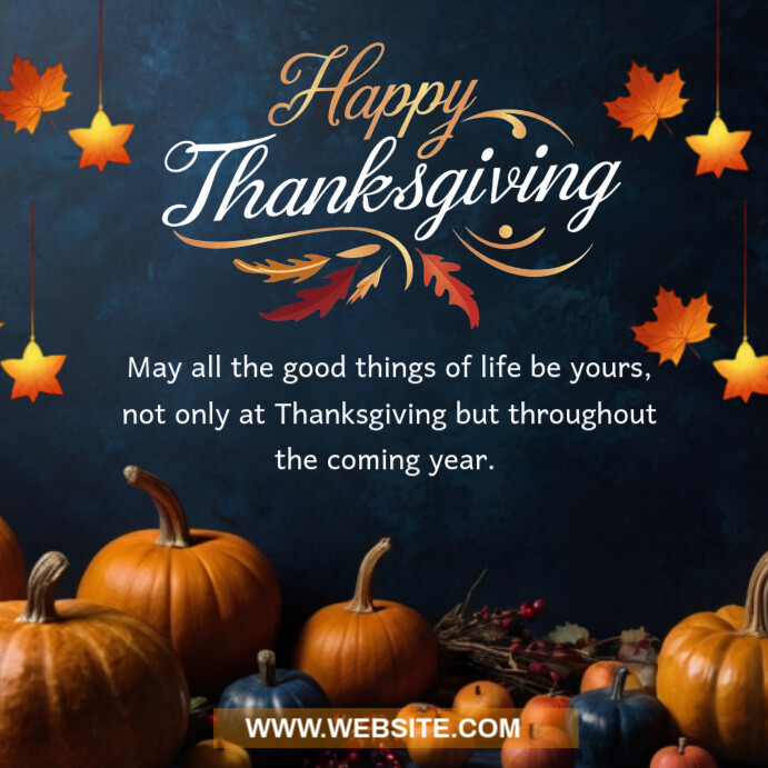 Black Modern & Minimal Happy Thanksgiving Wishes Template Design ...