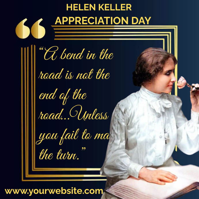 Black Modern & Minimal Helen Keller Day Celeb Template | PosterMyWall